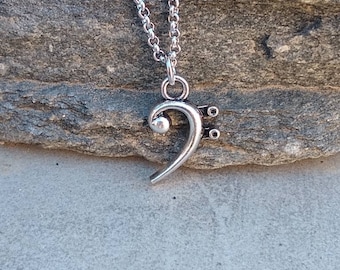 Sterling Silver Bass Clef Charm Musicians Sheet Music Small Solid .925 ...