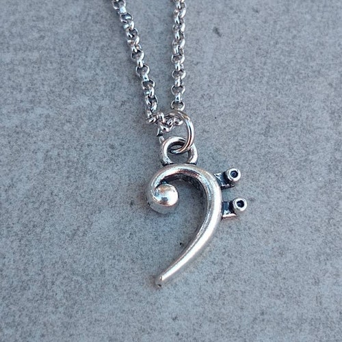 Bass Clef Music Pendant Stainless Steel Shiny Polished - Etsy