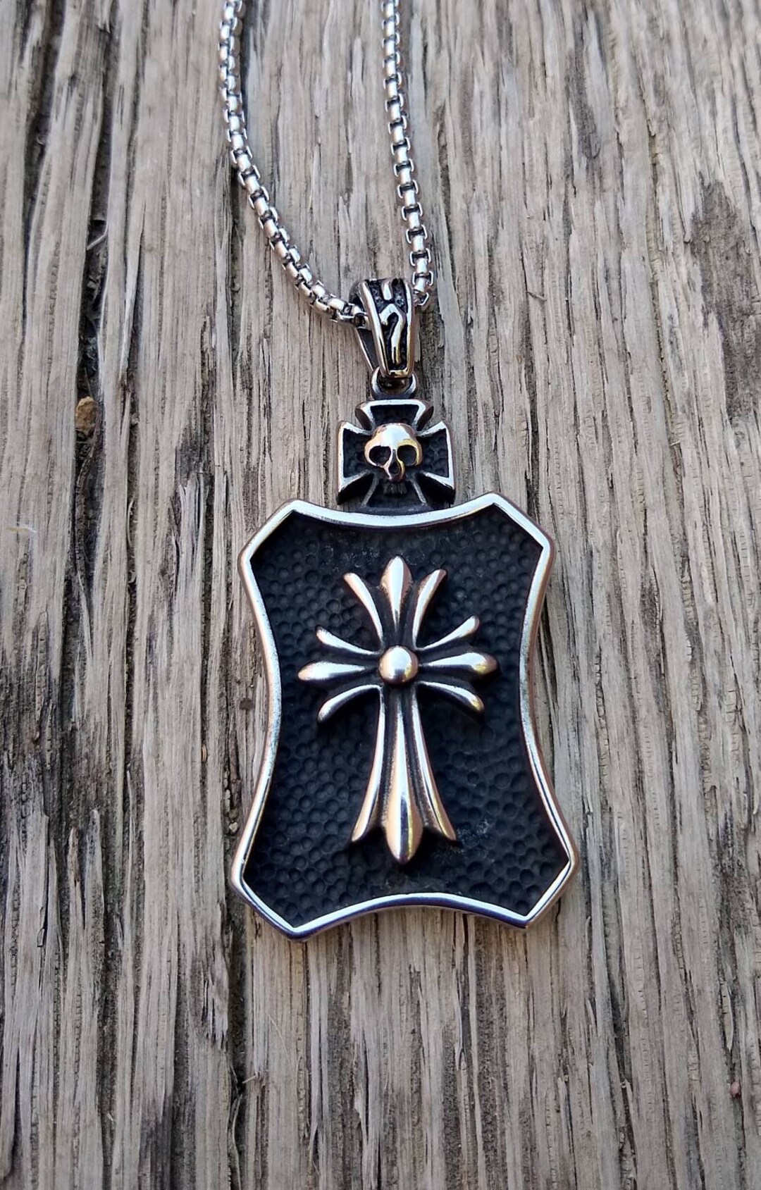 Cross Necklace. Skull and Iron Cross Necklace. Skull Jewelry. - Etsy