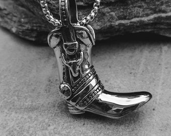 Cowboy Boot Necklace Pendant - Etsy