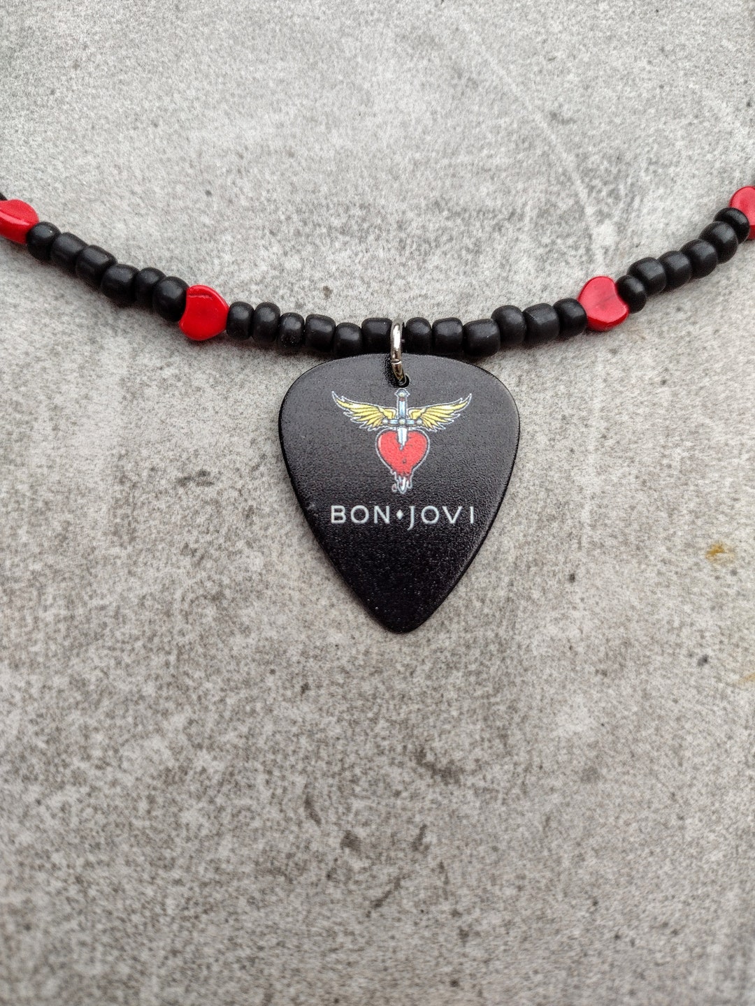 Bon Jovi Rock Band Guitar Pick Necklace - Etsy