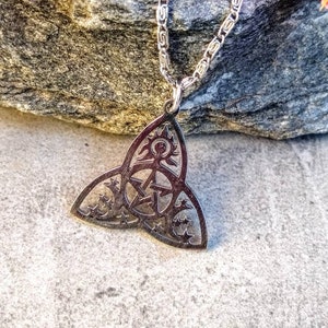 Trinity Knot Necklace. Silver Trinity Knot With Moon, Stars and Sun. - Etsy