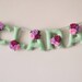 Felt Name Banner, Mint Green Purple Pink Flowers, Nursery Decor ...