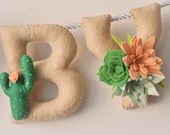 Felt name banner Succulents Cactus nursery decor nursery | Etsy