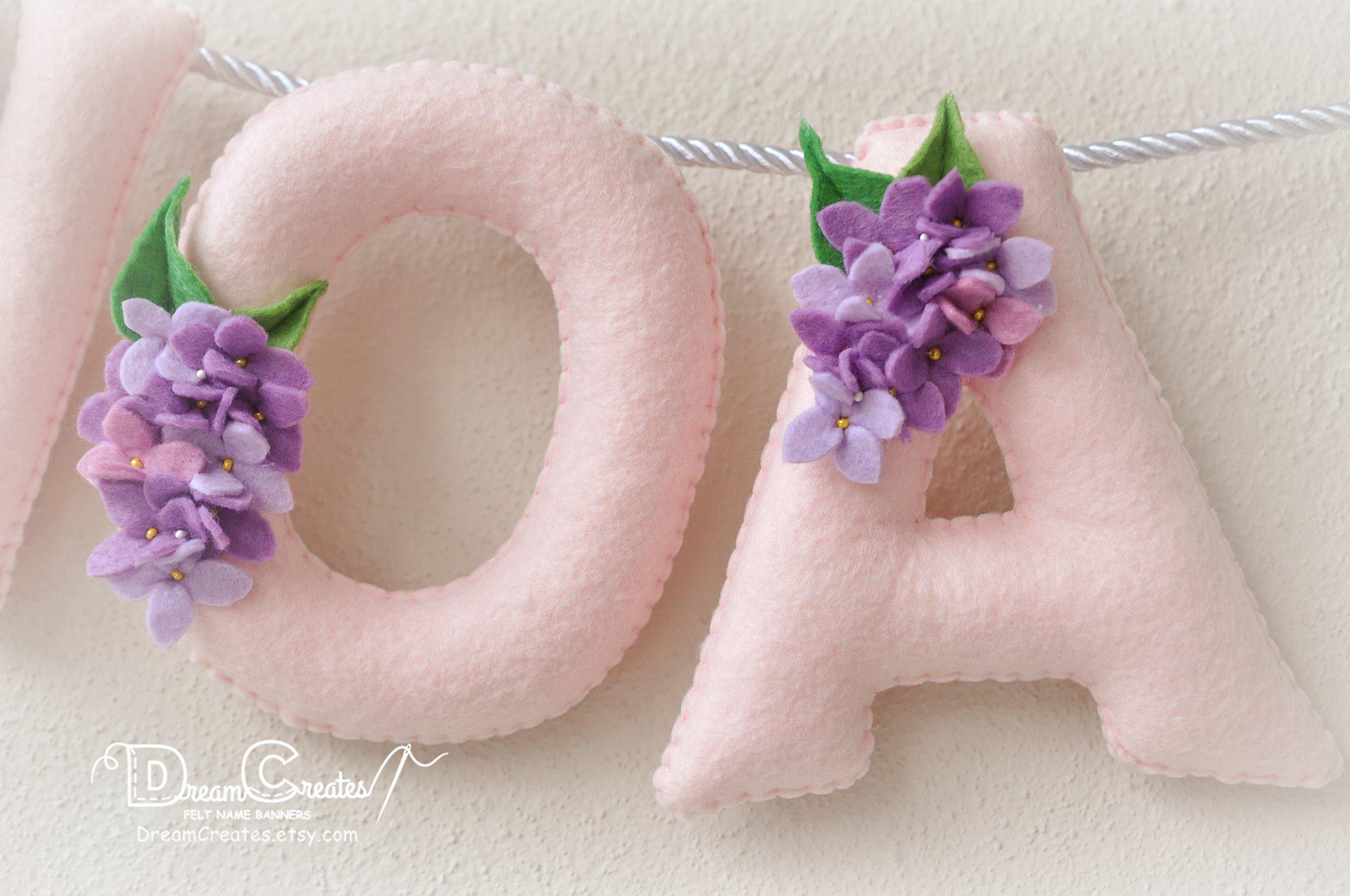 Lilac Felt Name Banner: Custom Baby Shower Decor - Etsy