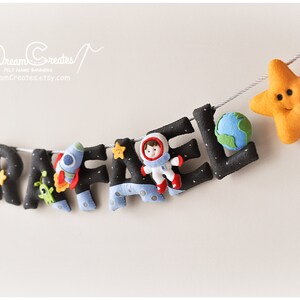 Nursery Boy Decor, Outer Space Name Banner, Astronaut Baby Decor, Crib ...