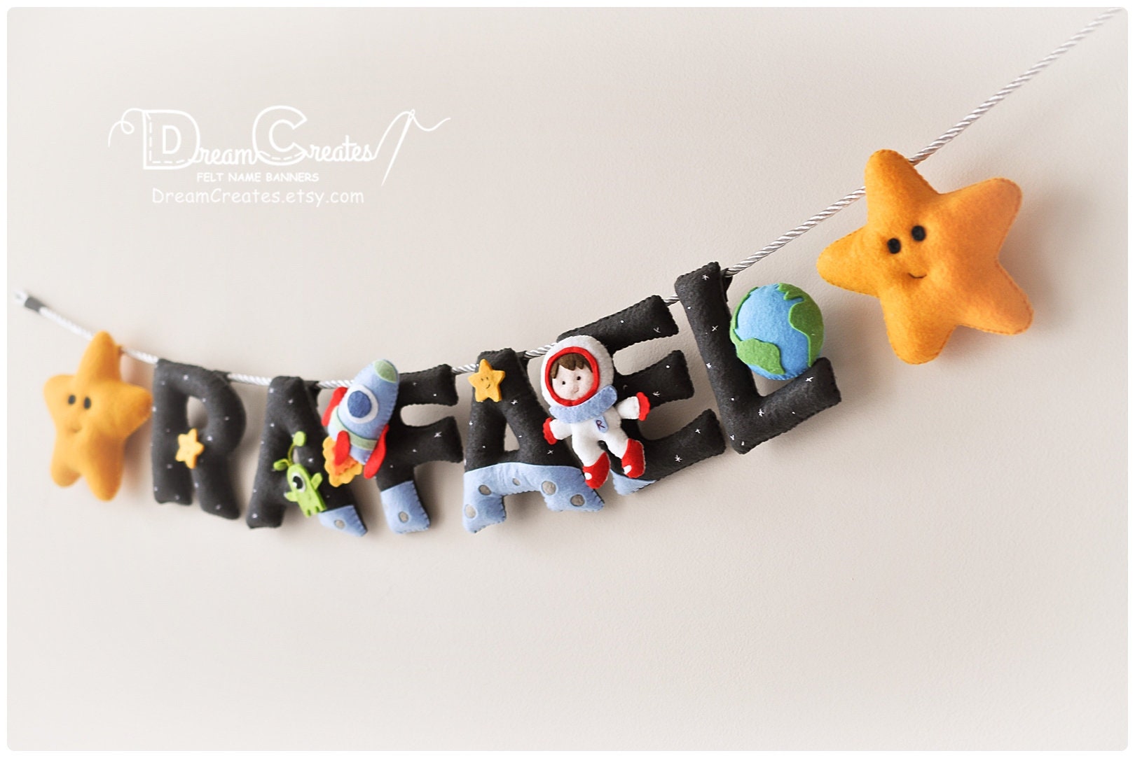 Nursery Boy Decor Outer Space Name Banner Astronaut Baby - Etsy