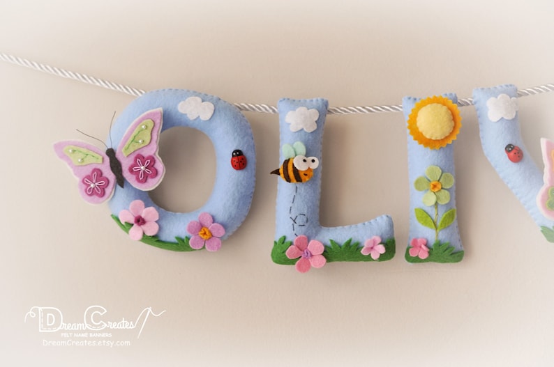 Baby Name Sign Sunny Day Decor Nursery Decor Felt Name - Etsy