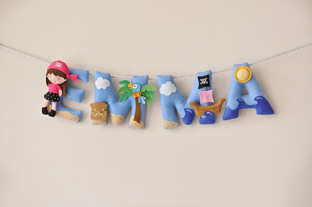 Pirate Girl Felt Name Banner, Personalized Nursery Decor, Custom Baby ...