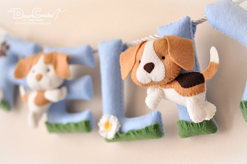 Felt Name Banner Dog Nursery Decor Animal Baby Decor - Etsy