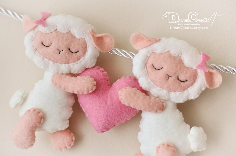 Baby Name Sign Sheep Nursery Decor Felt Name Banner Baby - Etsy