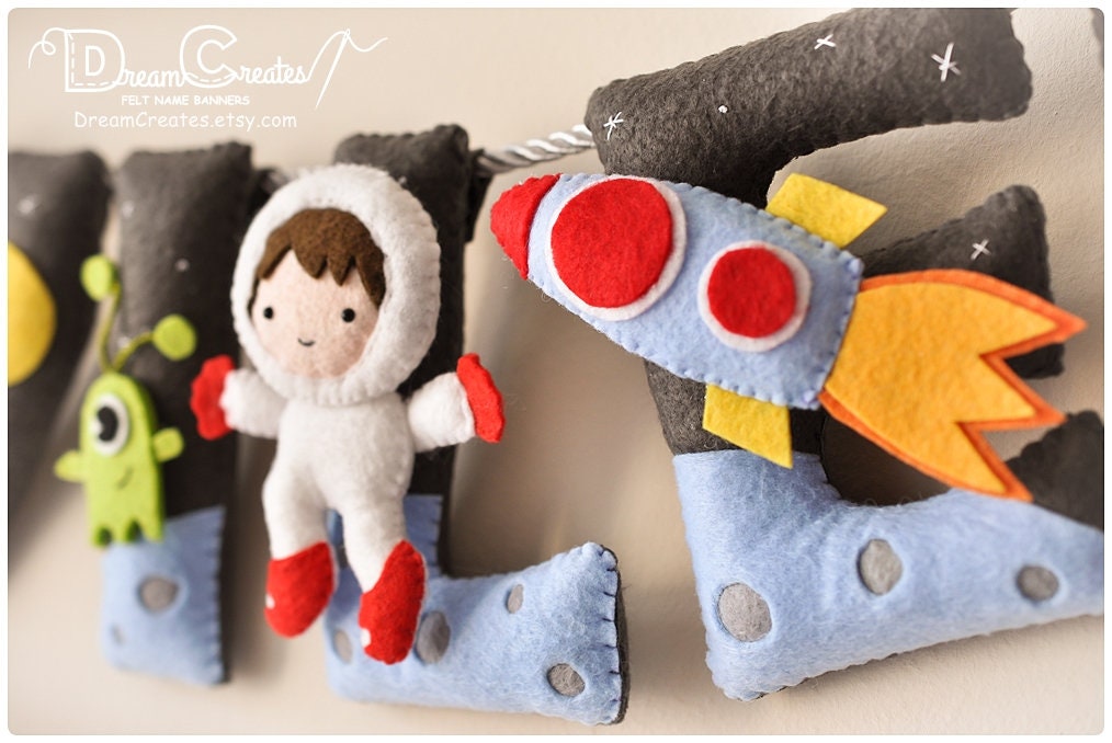 Felt Name Banner Outer Space Banner Nursery Decor Baby - Etsy
