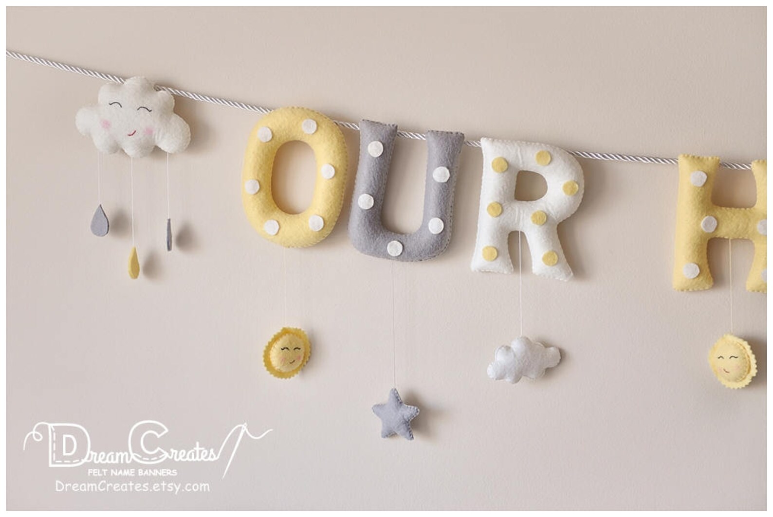 Felt Name Banner Polka Dots Name Banner Nursery Decor Name | Etsy