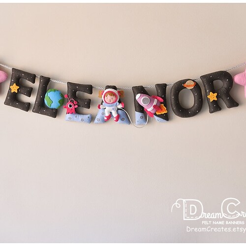 Felt Name Banner Outer Space Banner Nursery Decor Baby - Etsy