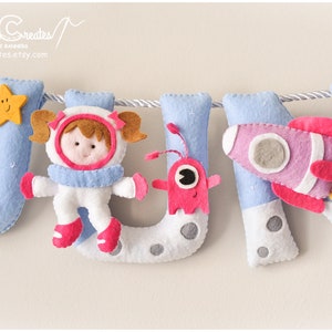 Space Nursery Decor, Felt Name Banner, Outer Space Baby Name, Baby ...