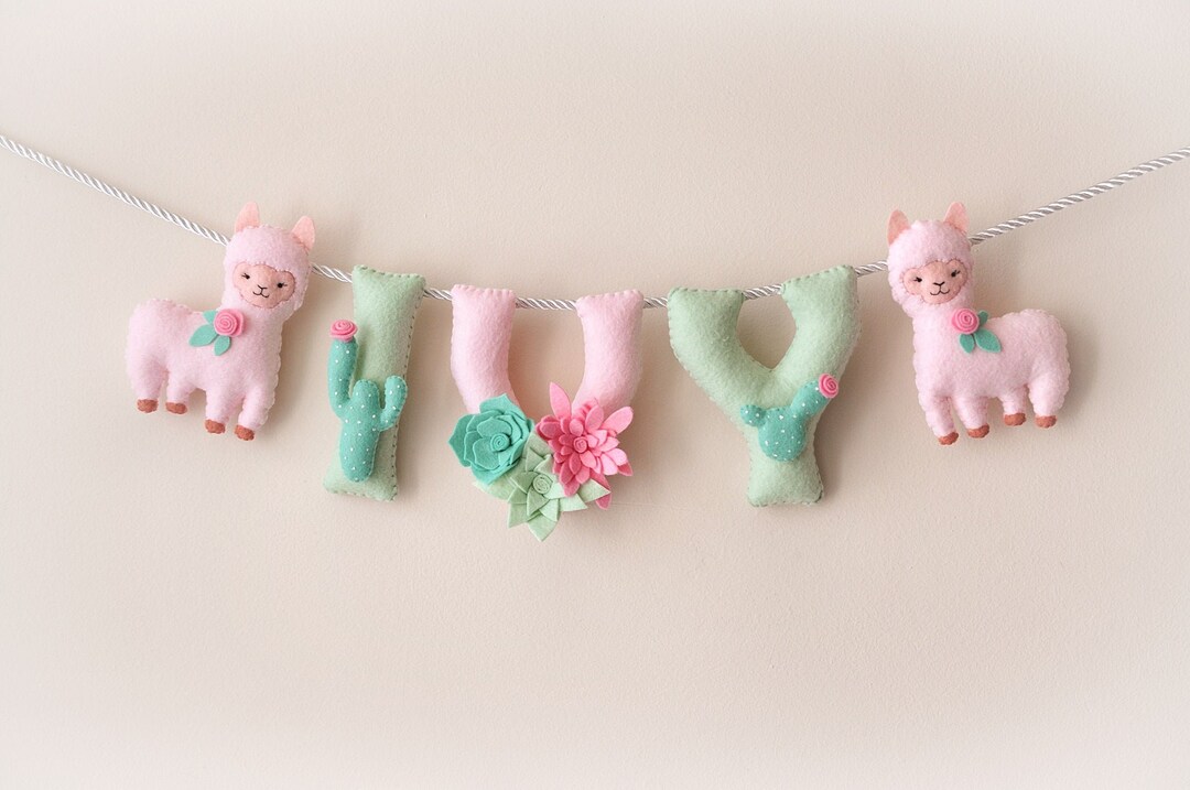 Felt Baby Name Banner: Alpaca Nursery Decor - Etsy