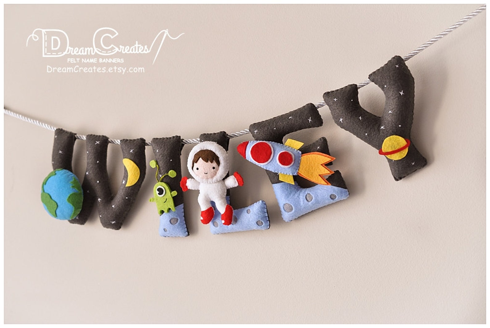 Felt Name Banner Outer Space Banner Nursery Decor Baby - Etsy