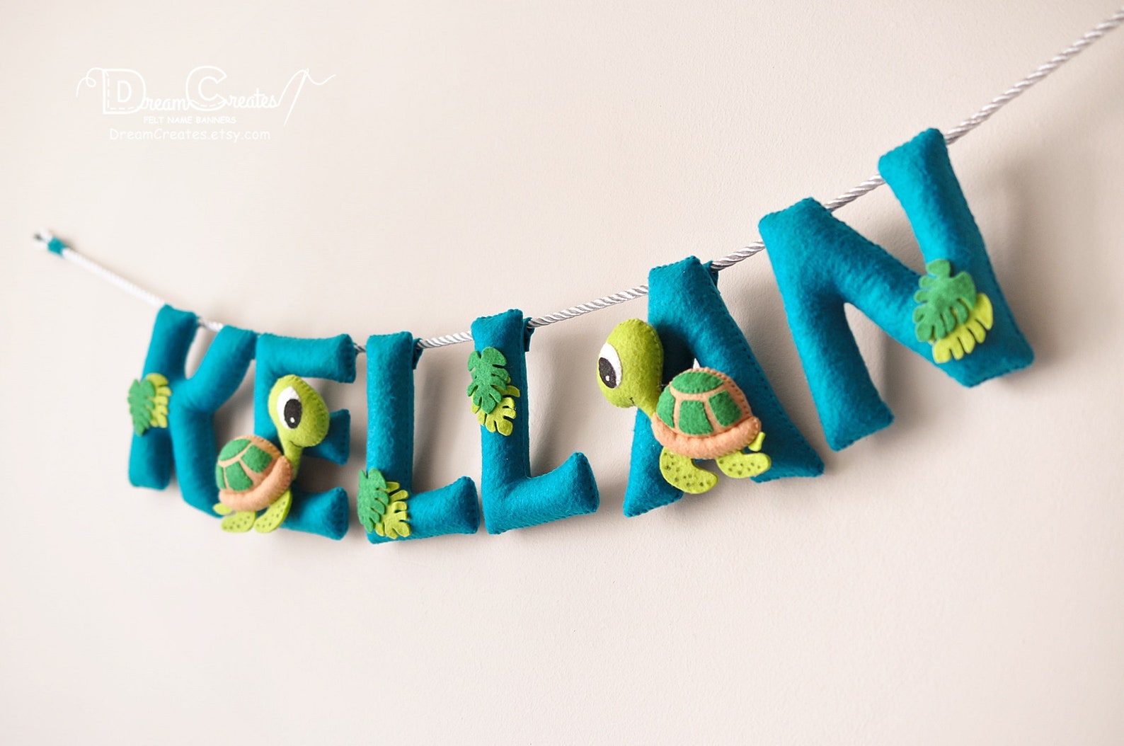 Baby Name Sign, Turtles Nursery Decor, Felt Name Banner, Baby Shower ...