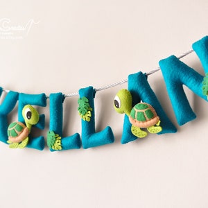 Baby Name Sign, Turtles Nursery Decor, Felt Name Banner, Baby Shower ...