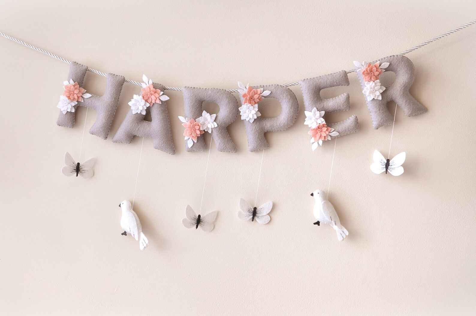 Nursery Decor Baby Name Sign Felt Name Banner Baby Shower - Etsy