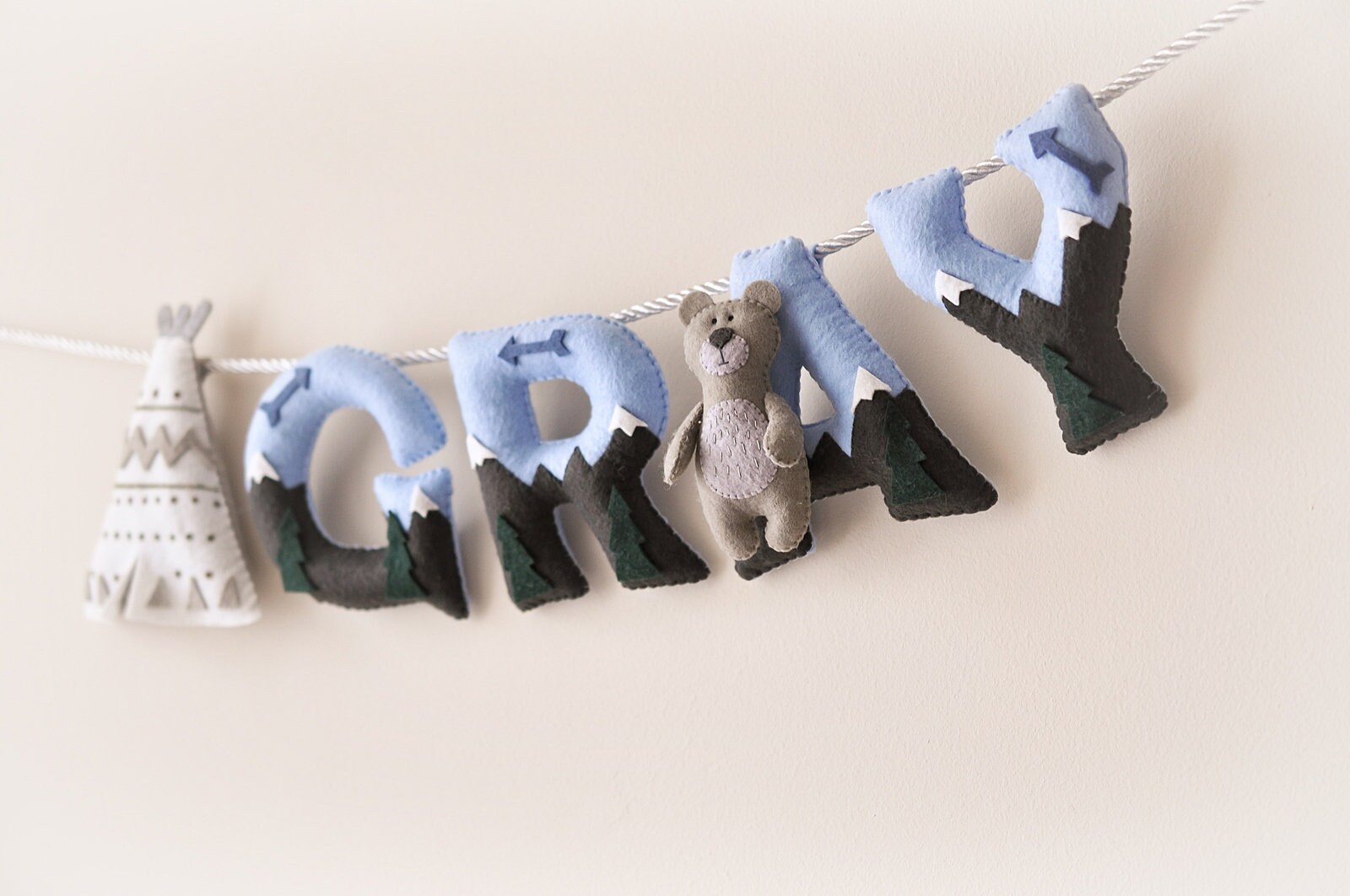 Name Sign for Nursery Gray Bear Baby Decor Adventure Nursery | Etsy