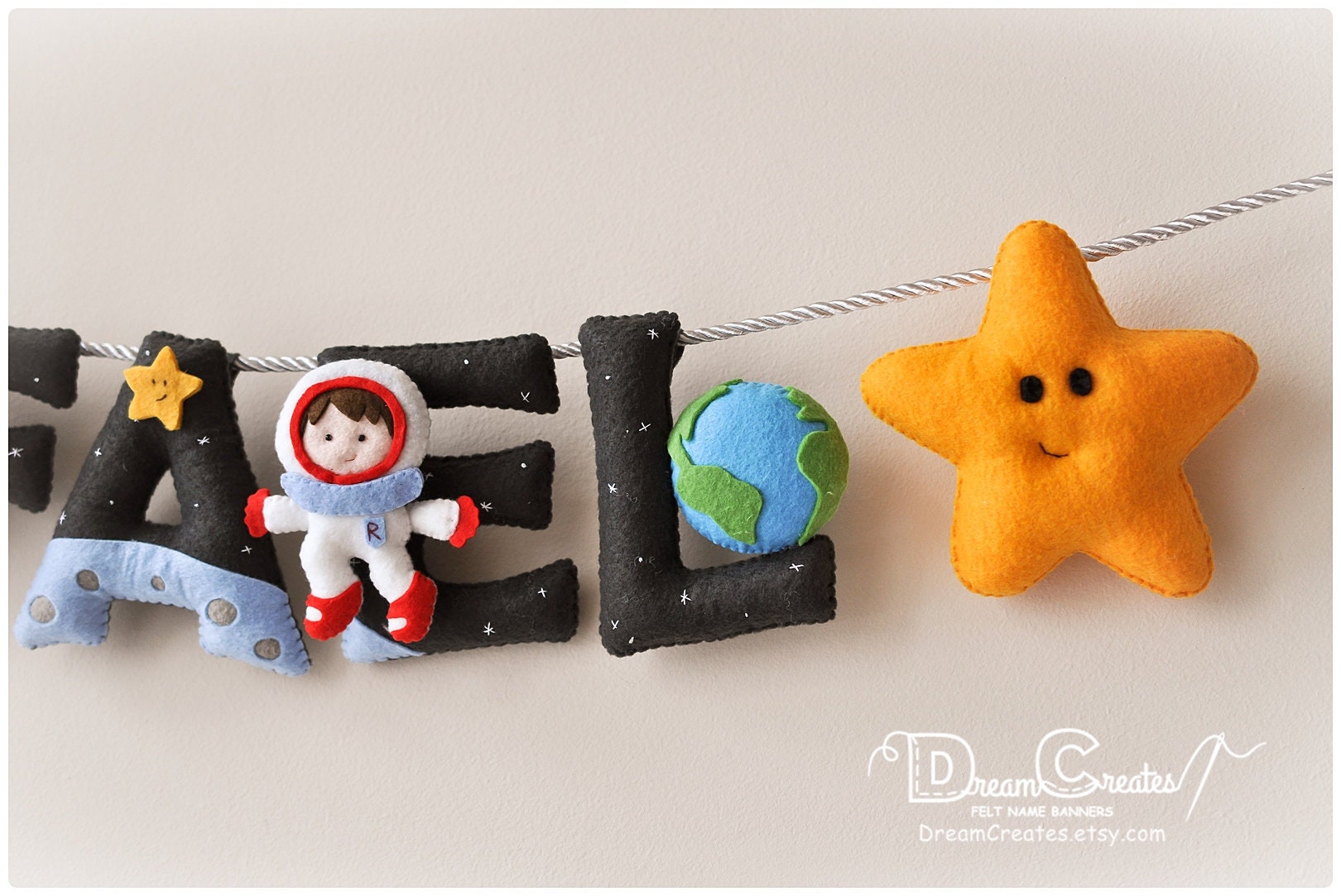 Nursery Boy Decor Outer Space Name Banner Astronaut Baby - Etsy