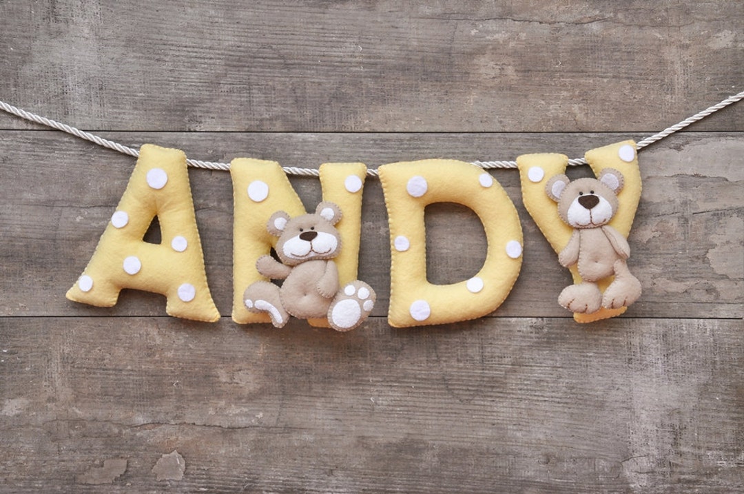 Felt Name Banner, Teddy Decor, Nursery Decor, Personalized Gift, Felt ...