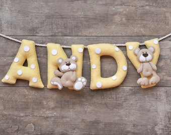 Bear Felt Name Banner: Custom Nursery Decor - Etsy