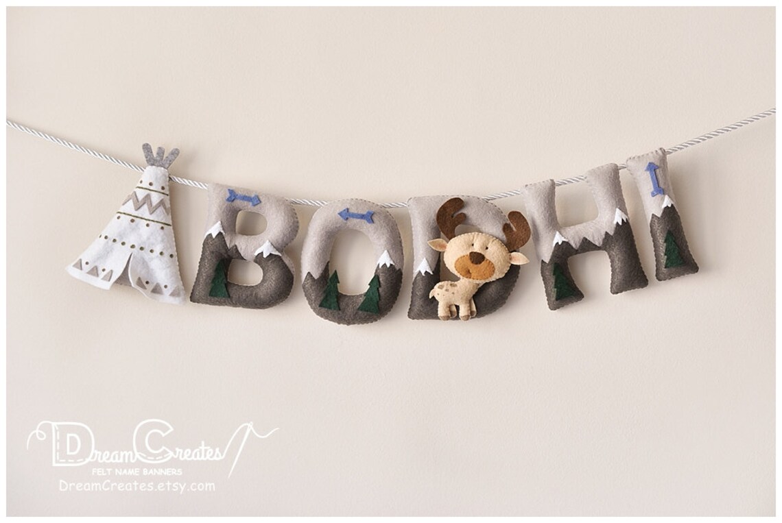 Felt name banner Adventure nursery decor personalized gift | Etsy