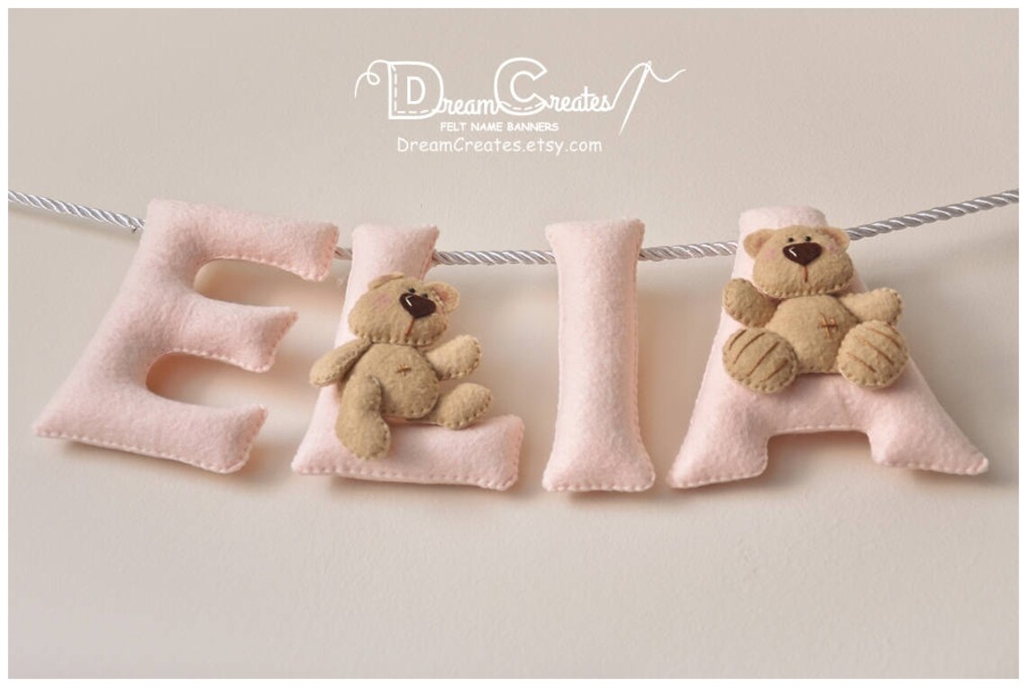 Felt Name Banner Little Teddy Teddy Nursery Decor - Etsy
