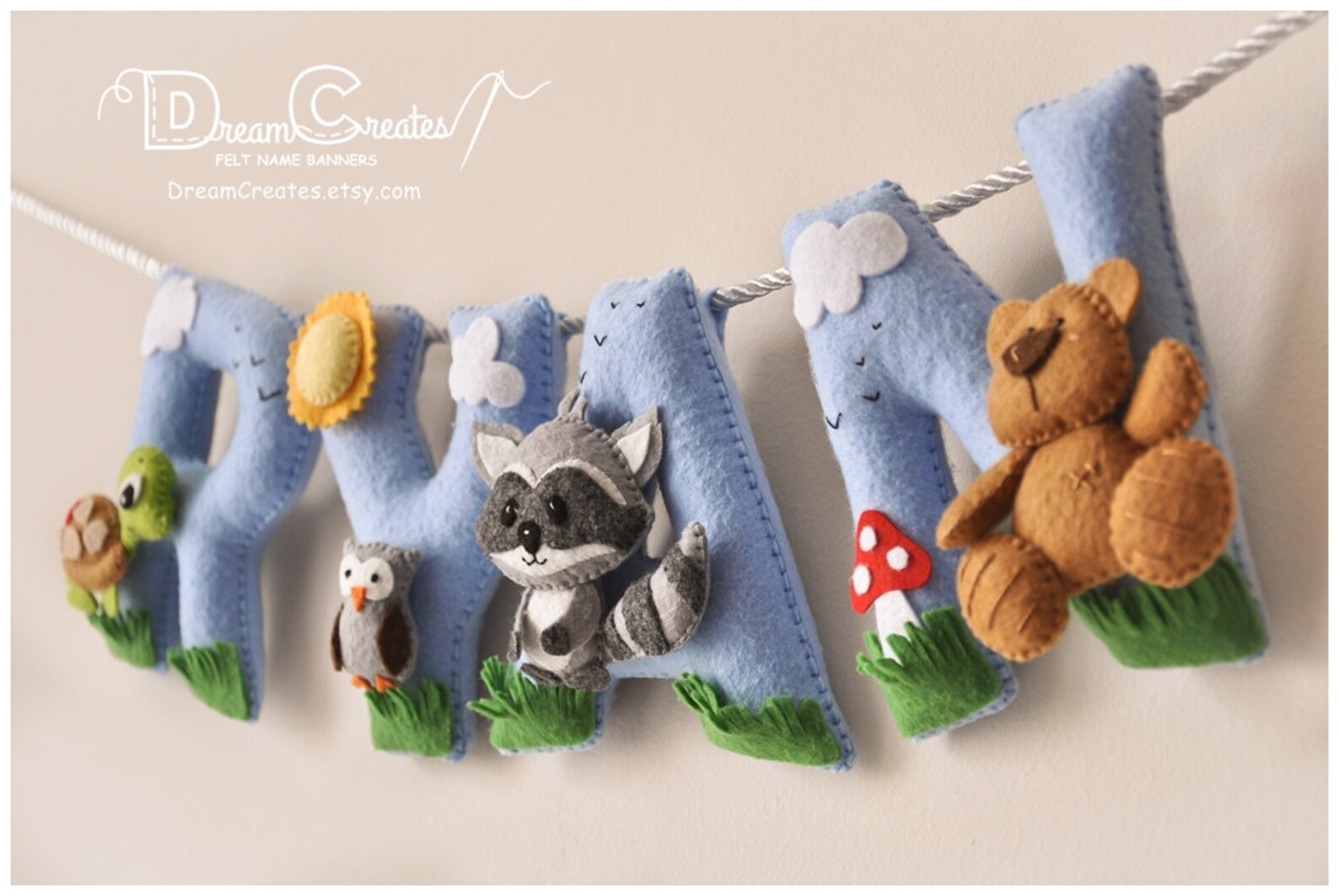 Felt Name Banner Forest Animals Name Banner Nursery Decor | Etsy