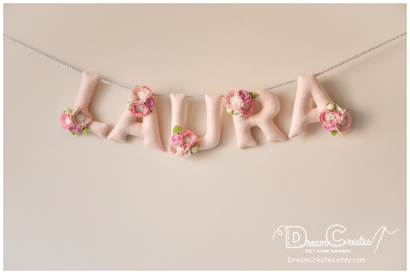 Felt Name Banner Bouquet Banner Flower Nursery Decor - Etsy