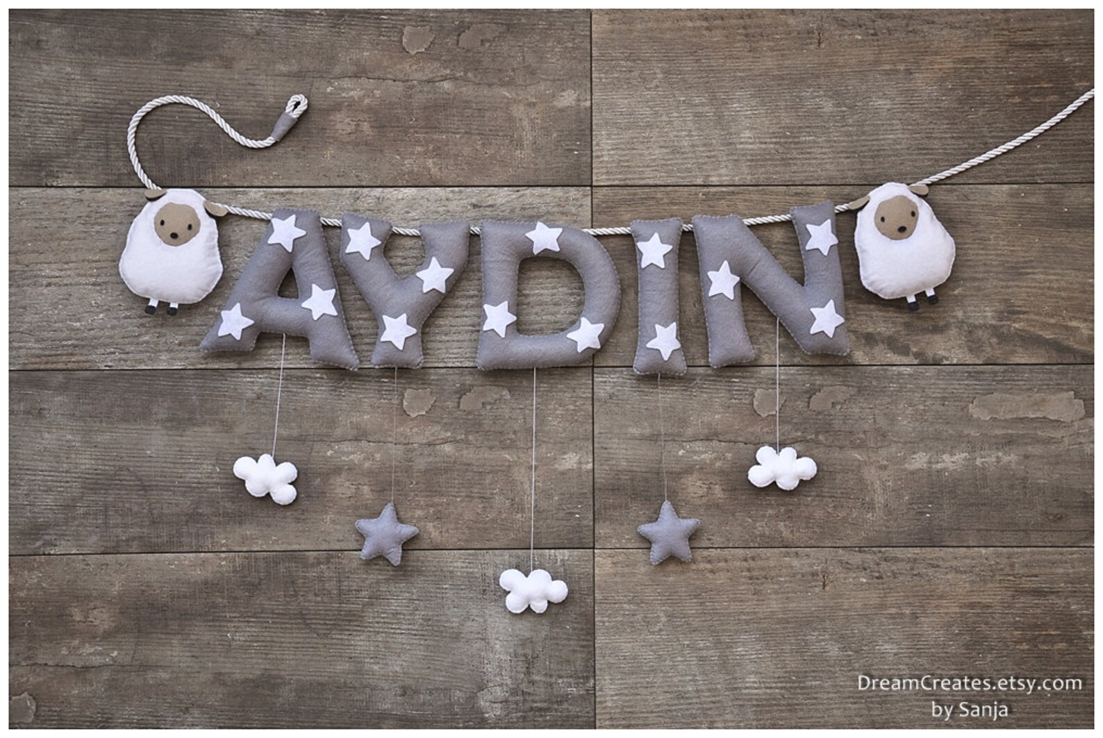 Felt Name Banner Sheep Nursery Decor Personalized Gift Felt - Etsy