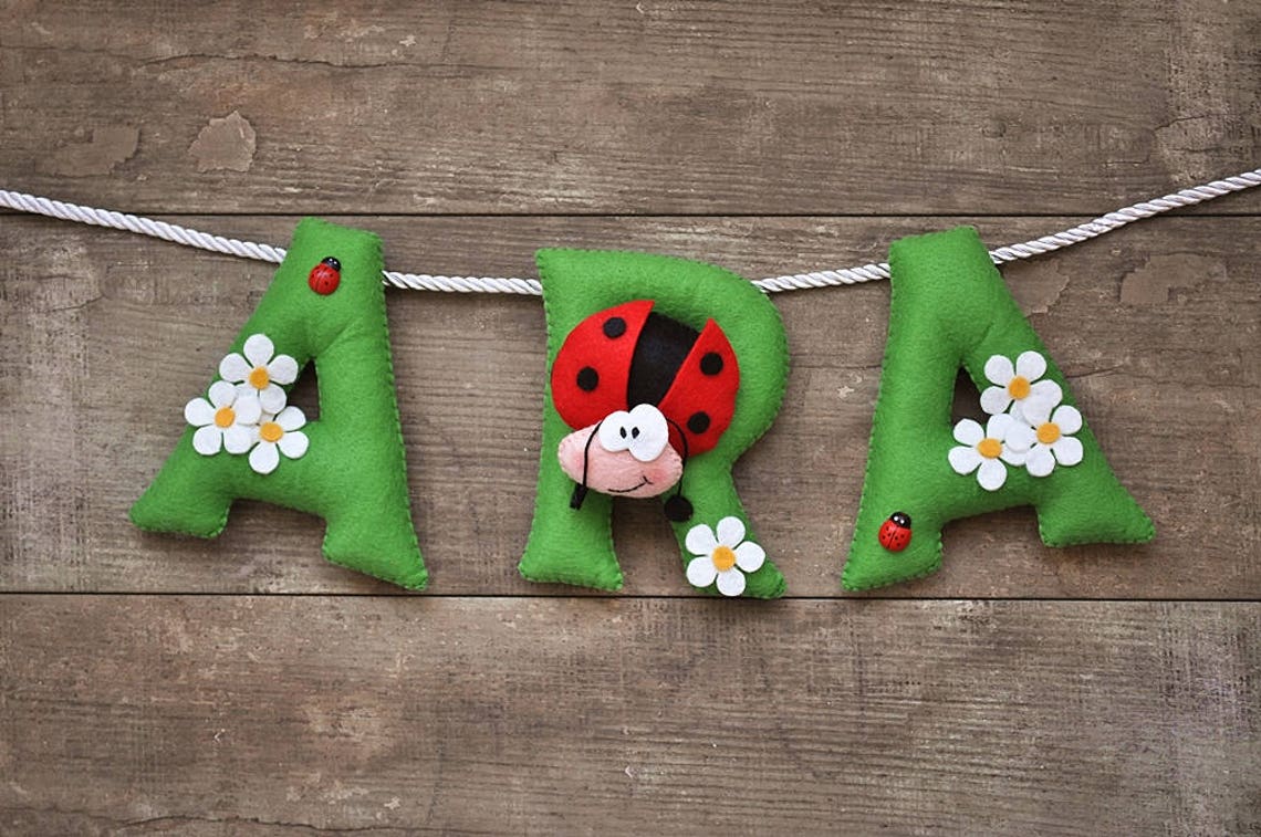 Felt Name Banner Ladybug Banner Nursery Decor Nursery Name - Etsy