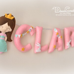 Nursery Decor, Princess Name Banner, Felt Name Banner, Baby Name Sign ...