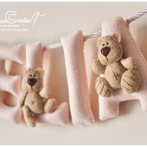 Felt Name Banner, Little Teddy, Teddy Nursery Decor, Personalized Gift ...