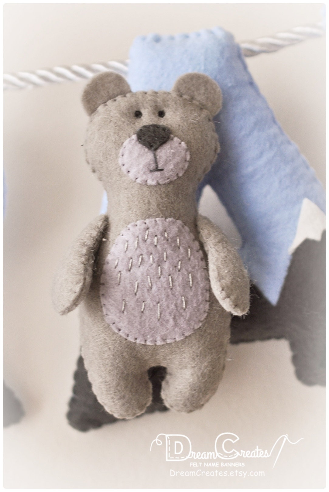 Name Sign for Nursery Gray Bear Baby Decor Adventure Nursery | Etsy