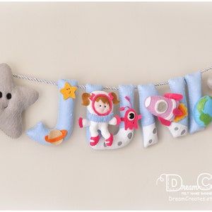 Space Nursery Decor, Felt Name Banner, Outer Space Baby Name, Baby ...