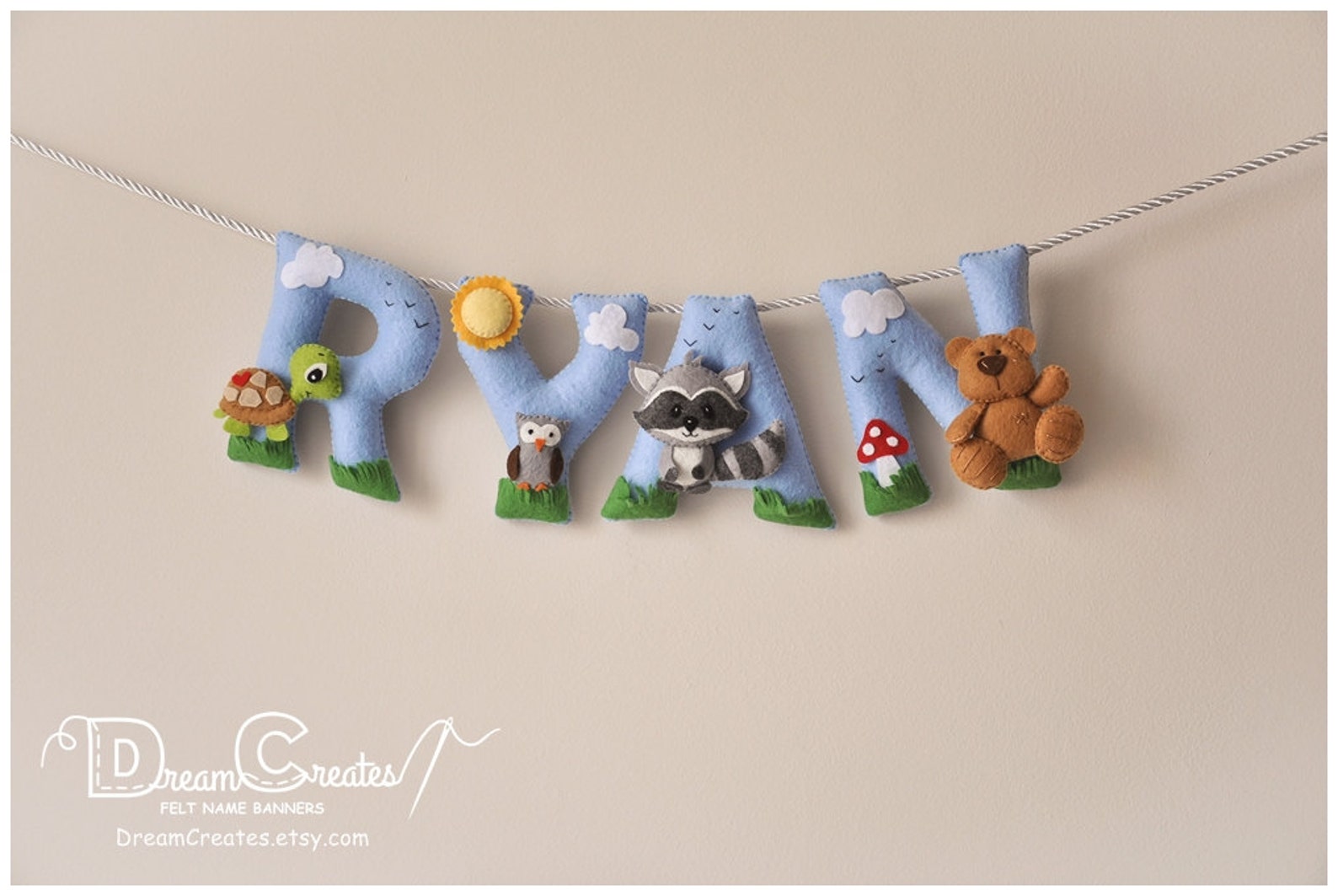 Felt Name Banner Forest Animals Name Banner Nursery Decor | Etsy