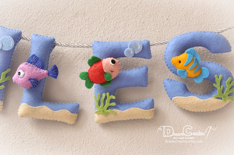 Fishing Boy Nursery Decor, Felt Name Banner, Baby Name Sign - Etsy
