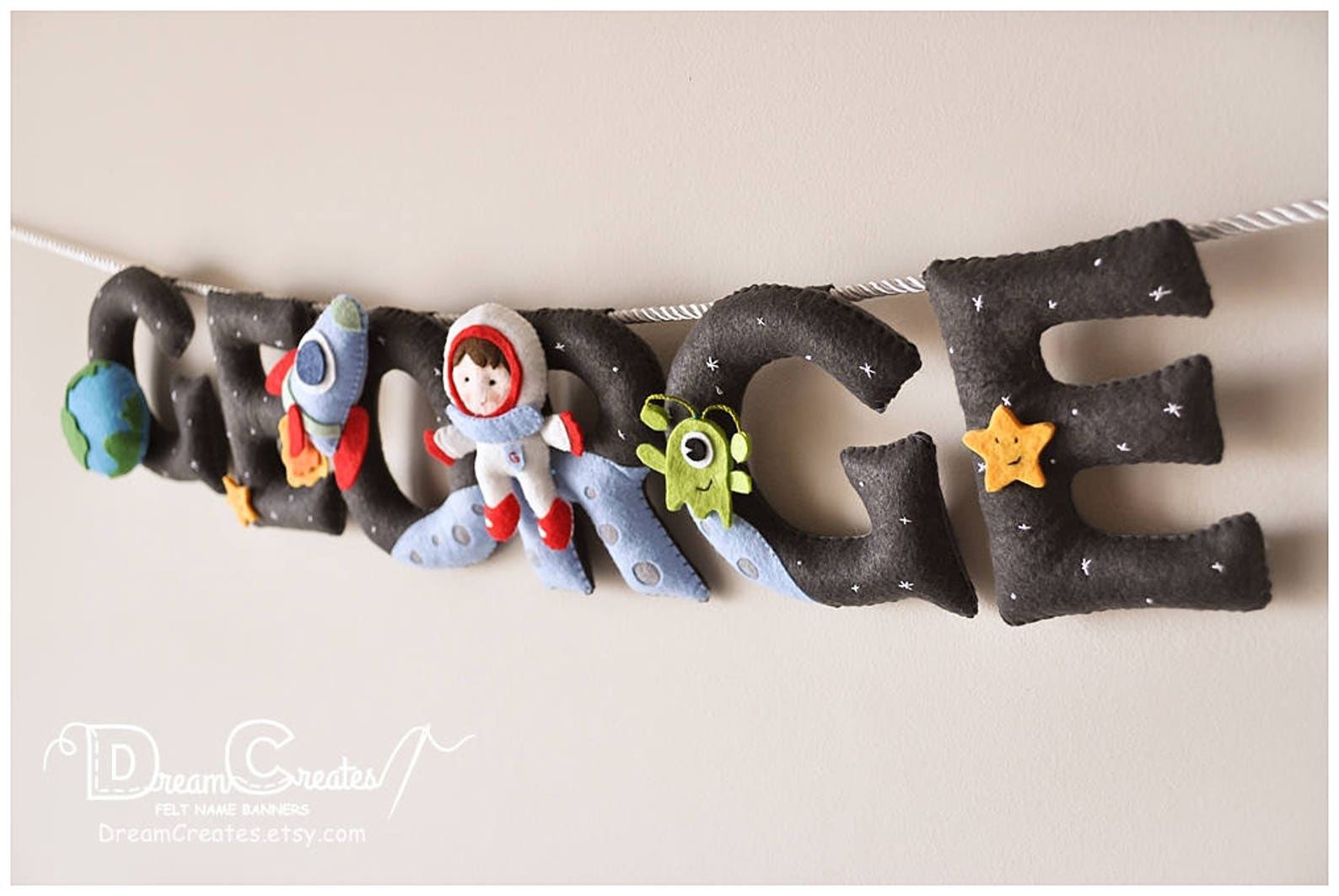 Felt Name Banner, Outer Space Banner, Nursery Decor, Personalized Gift ...