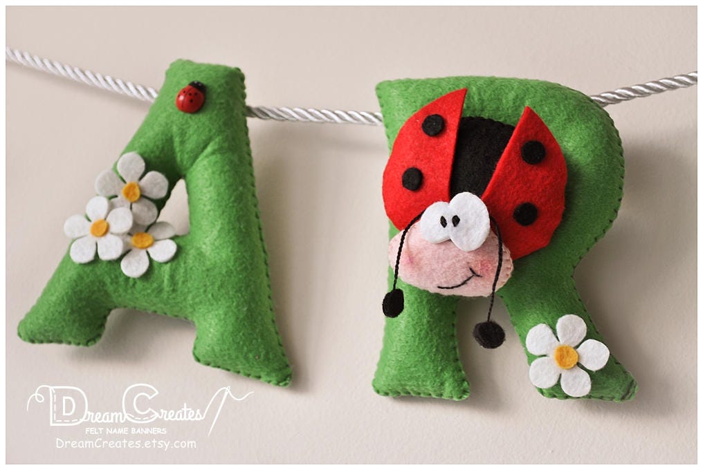 Felt Name Banner Ladybug Banner Nursery Decor Nursery Name - Etsy