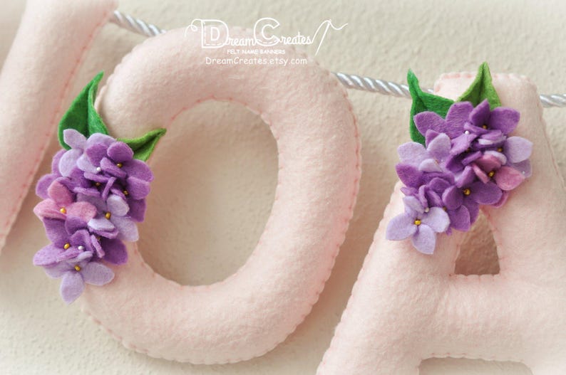 Lilac Felt Name Banner: Custom Baby Shower Decor - Etsy
