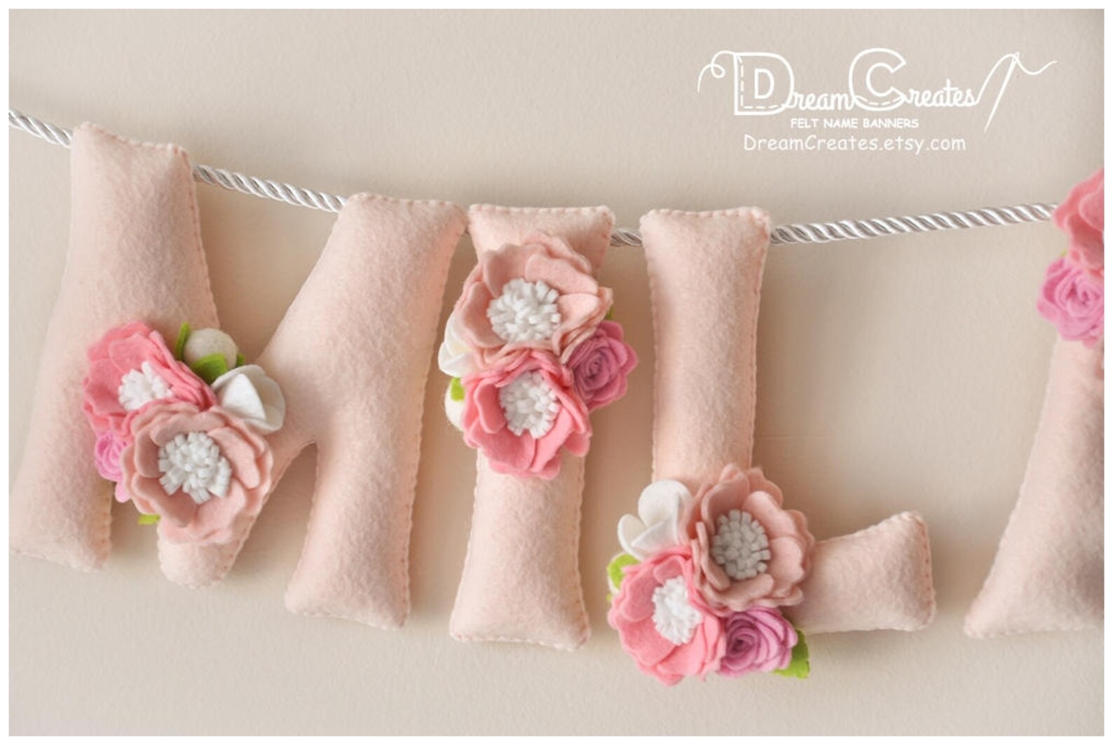Felt Name Banner Bouquet Banner Flower Nursery Decor - Etsy