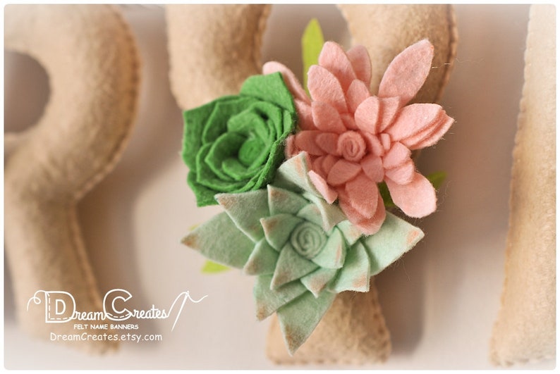 Nursery name sign Succulents Cactus nursery felt name | Etsy