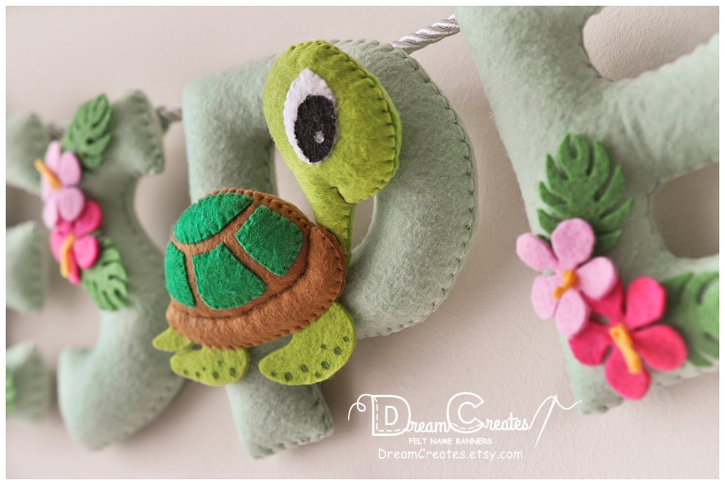 Felt Name Banner Sea Turtle Nursery Decor Hawaii Nursery - Etsy