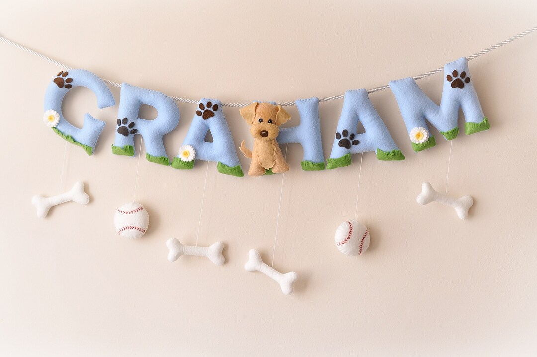 Dog Nursery Decor, Baby Custom Name, Nursery Wall Art, Baby Name Sign ...
