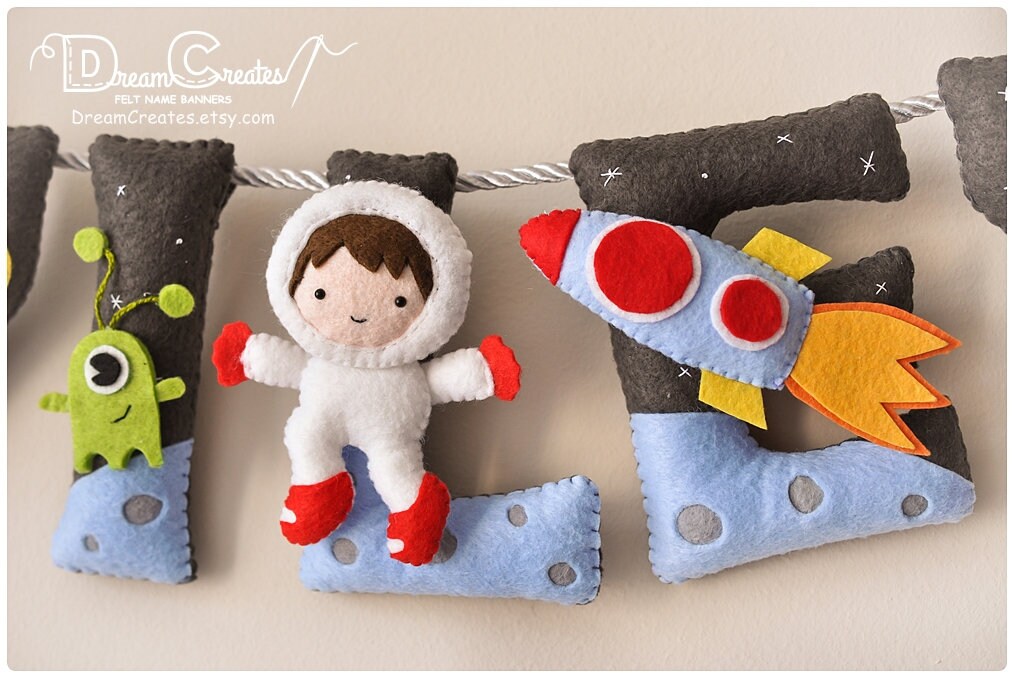 Felt Name Banner Outer Space Banner Nursery Decor Baby - Etsy