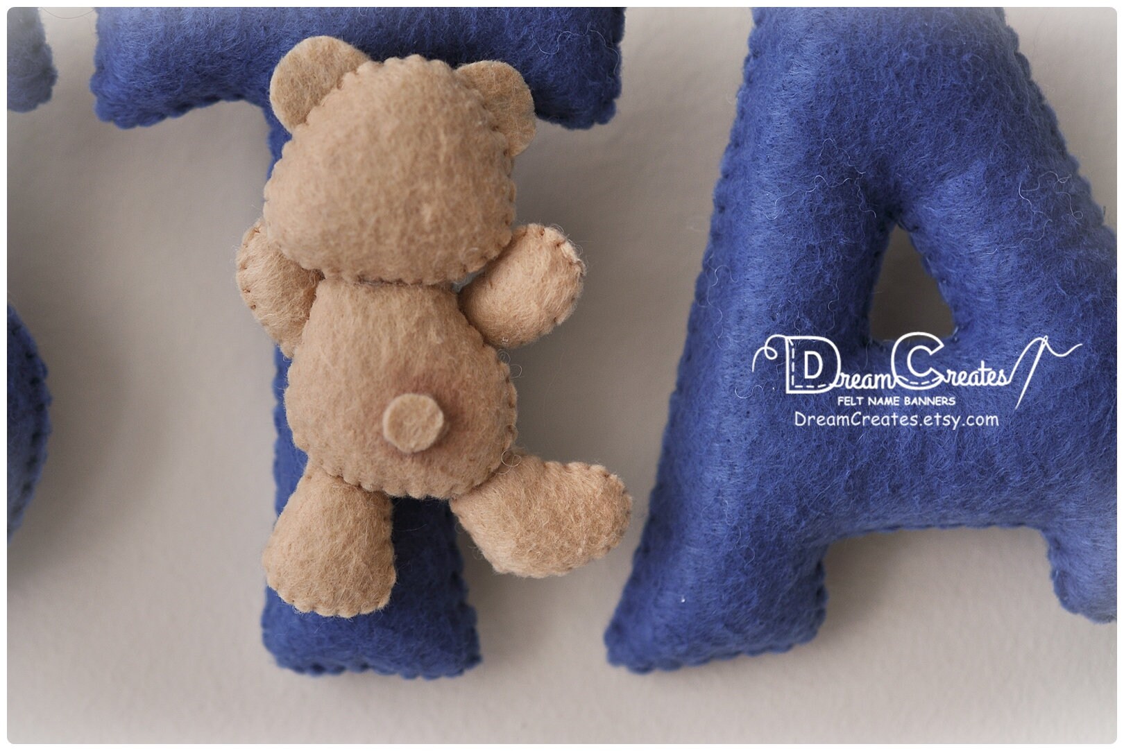 Baby wall art felt name banner teddy nursery decor | Etsy