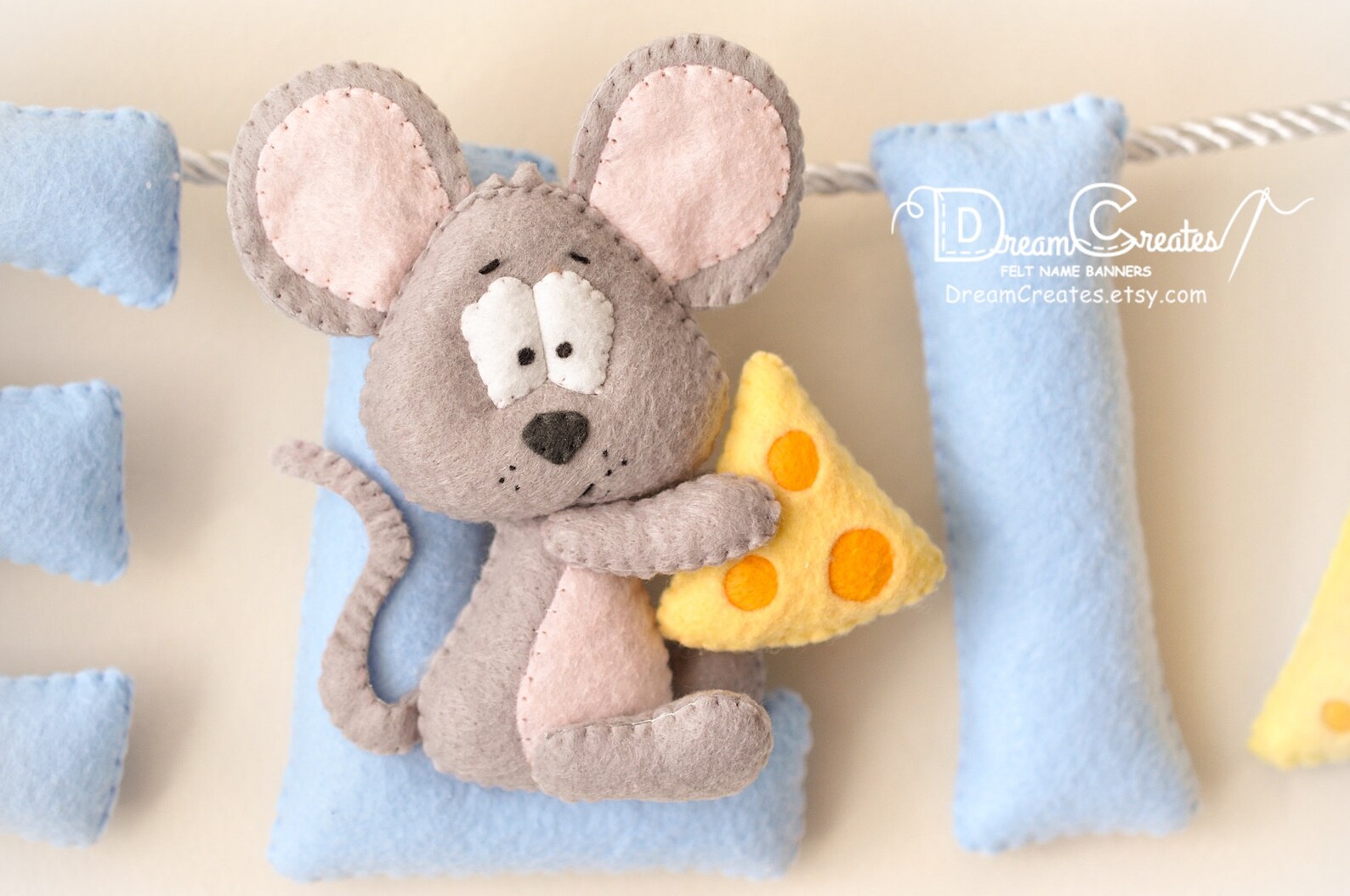 Nursery Decor Mouse Cheese Decor Mice Baby Decor Felt Name | Etsy